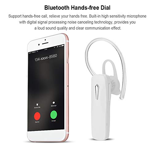 Tihebeyan 1 PC Portable Business Earhook Headphones Noise Cancelling True Wireless Bluetooth Headset(White)