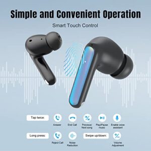 Tecno Wireless Bluetooth Earbuds with Microphone Deep Base HiFi Sterero Bluetooth Earbuds with 35H Playtime, Waterproof True Wireless Earbuds for Sport/Working