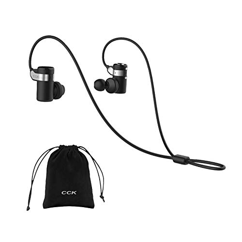 CCK Bluetooth Headphones Wireless Earbuds Sports Best Running Earphones Hi-Fi Stereo Noise Cancelling Sweatproof for Gym Workout Exercising in Ear Headsets Computer iPhone Android (Black), S,M,L