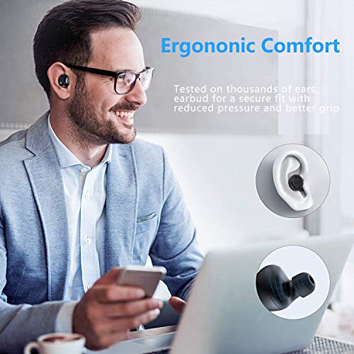 SUPERKKY Bluetooth Headset, 5.0 Wireless Headset 140 Hours Battery Life, in-Ear Earbuds IP7 Waterproof Headset, Enhanced bass, Bluetooth Sports Headset high-Definition Microphone, LED Display, Black