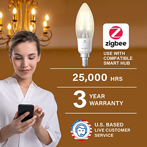 Sengled Zigbee Smart Light Bulbs, Smart Hub Required, Work with SmartThings and Echo with Built-in Hub, Voice Control with Alexa and Google Home, Soft White B11 Candelabra Light Bulbs 40W Eqv. 2 Pack