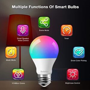 Dalattin Tuya Smart Led Bulb,RGBWW WiFi Light Bulbs,Color Changing Light Bulb,Smart Light Bulbs That Work with Alexa &Google Assistant,A19 E26 RGB Alexa Light Bulb,9W(60W Equivalent) 800 Lumen,6Pack