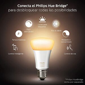 Philips Hue White Ambiance Smart Bulb Starter Kit (4 A19 Bulbs and 1 Hub Works with Alexa Apple HomeKit and Google Assistant)