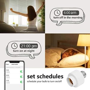 Bahong Smart WiFi Light Socket,Smart Home Mini Socket,E26/E27 Lamp Bulb Adapter with APP Remote Control Timer,Wireless Remote Control Lamp Holder,Only Support 2.4GHz Network (1PC)