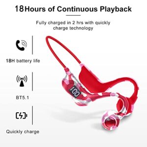 CARRYKING Bone Conduction Headphones, G7 Digital Display Conduction Headset Wireless Bluetooth Headset Sports Running Power LED Headphones 300mAh