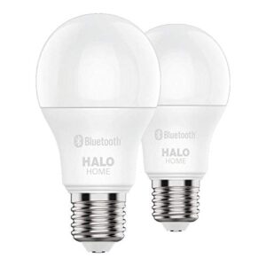 halo 60w equivalent a19 dimmable adjustable cct (2700k-5000k) smart wireless led light bulb in white (2-pack)