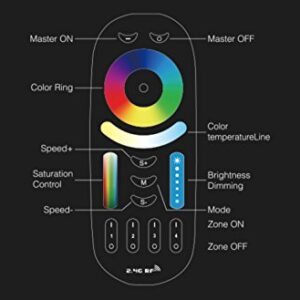 Mi Light MR16 Color Changing LED Spotlight RGB +CCT 4 Watt 4Pack and with 4-Zone FUT092 Remote