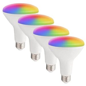 Maxxima Luvoni Smart WiFi LED BR30 Multicolor Light Bulb, Google Home/Alexa Compatible 65W Equivalent 650 Lumens Dimmable CCT 2000K-5000K (4 Pack)