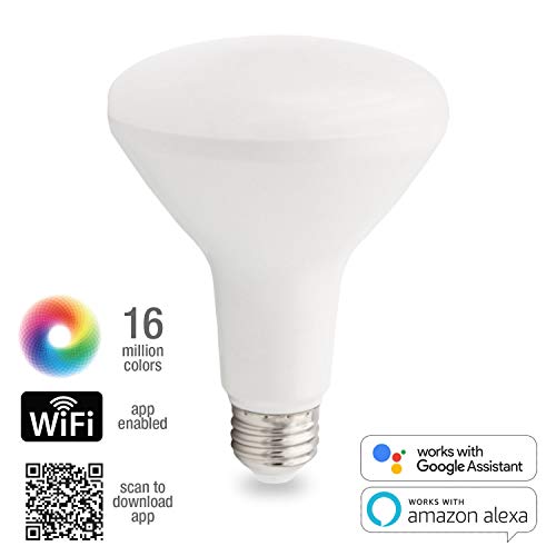 Maxxima Luvoni Smart WiFi LED BR30 Multicolor Light Bulb, Google Home/Alexa Compatible 65W Equivalent 650 Lumens Dimmable CCT 2000K-5000K (4 Pack)