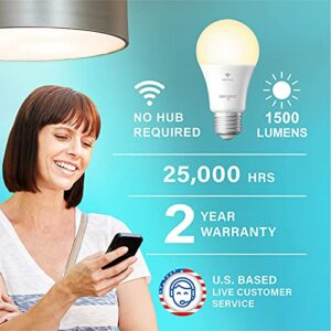 Sengled Smart Light Bulb, 100W Equivalent WiFi Light Bulb, 1500LM High Brightness Smart Bulbs That Work with Alexa Google, Dimmable A19 Soft White Alexa Light Bulb,CRI>90, No Hub Required, 4-Pack