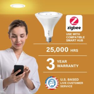 Sengled Smart Outdoor Flood Light Bulb, Zigbee Hub Required, PAR38 Alexa Bulb work with SmartThings/Echo Show, Motion Sensor & Dusk to Dawn LED Security Light E26 Base 3000K Soft white, 1200LM, 2 Pack