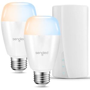 sengled smart led tunable white a19 starter kit, 60w equivalent, 2 smart light bulbs & hub, soft white to daylight 2700-6500k, works with alexa, google assistant and siri