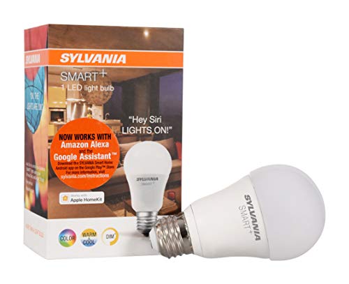 SYLVANIA SMART+ Bluetooth Full Color and Tunable White A19 LED Bulb, Fully Dimmable, Compatible with Alexa, Apple HomeKit and Google Assistant, 1 pack