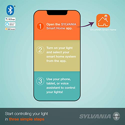 SYLVANIA SMART+ Bluetooth Full Color and Tunable White A19 LED Bulb, Fully Dimmable, Compatible with Alexa, Apple HomeKit and Google Assistant, 1 pack