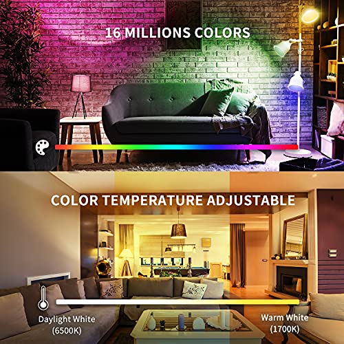 YEELIGHT Alexa Light Bulb, Smart Light Bulbs, Smart Bulbs That Work with Alexa & Google Home, Razer Chroma, A19 RGBW LED WiFi Light Bulbs No Hub Required, 60W Equivalent 900LM CRI>80 2 Pack