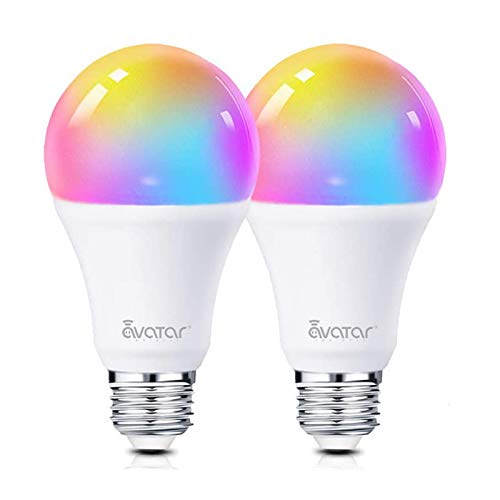 Avatar Controls Smart LED Light Bulb, Alexa Light Bulbs WiFi Dimmable 2 Pack Work with Google Home/Smart Life APP, RGBCW Color Changing Lights, No Hub Required (800LM E26 A19 8W=70W Equivalent)