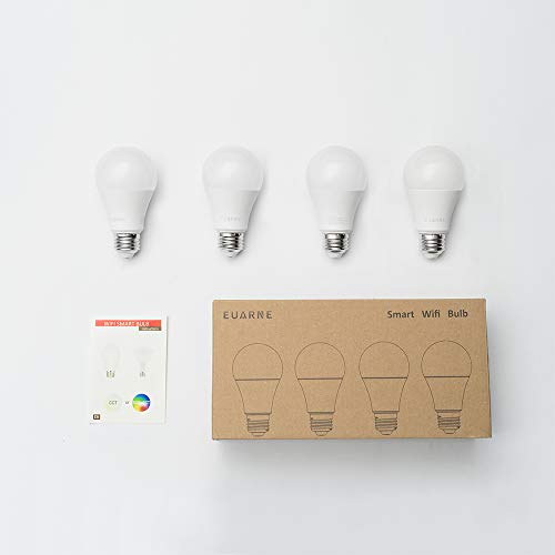 EUARNE Smart Light Bulb LED E26 BR30 Screw Bulb, Compatible with Alexa, Google Home, WiFi Color Changing RGB+CW 8W Dimmable Multicolor, No Hub Required, 4 Pack, Only for 2.4GHz