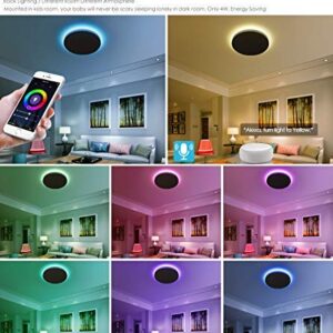 TALOYA Smart Ceiling Light Flush Mount LED WiFi, Compatible with Alexa Google Home, Dimmable Low Profile Ambient Light Fixture for Bedroom Living Room,12 Inch 24W