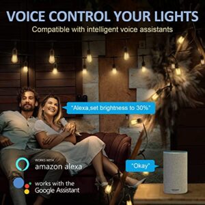 XMCOSY+ Outdoor String Lights, 98 Ft Smart Patio Lights LED String Lights, 30 Dimmable Edison Shatterproof Bulbs, WiFi Control, Work with Alexa, Waterproof String Lights for Outside Bistro Porch