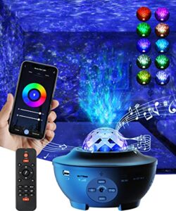 galaxy projector star projector, christmas room decor light for kids and adults, smart night light for bedroom with bluetooth speaker, app control, remote control