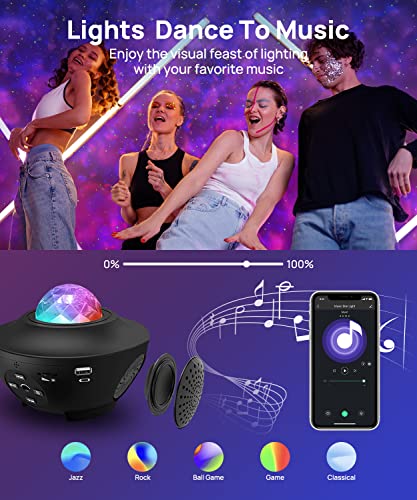 Galaxy Projector Star Projector, Christmas Room Decor Light for Kids and Adults, Smart Night Light for Bedroom with Bluetooth Speaker, APP Control, Remote Control