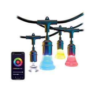 atomi smart 2nd gen. color-changing cafe string lights – 48ft, brighter led lights, 24 acrylic bulbs, wifi-compatible with alexa and google assistant, improved simple wifi set up