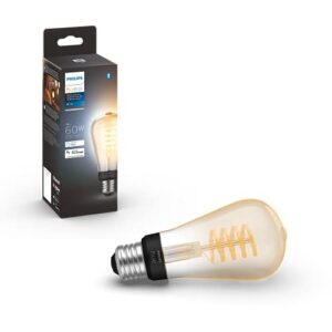 philips hue white ambiance dimmable smart filament st19, warm-white to cool-white led vintage edison bulb, bluetooth & hub compatible (hue hub optional), voice activated with alexa