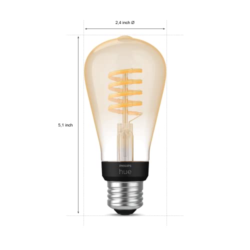 Philips Hue White Ambiance Dimmable Smart Filament ST19, Warm-White to Cool-White LED Vintage Edison Bulb, Bluetooth & Hub Compatible (Hue Hub Optional), Voice Activated with Alexa