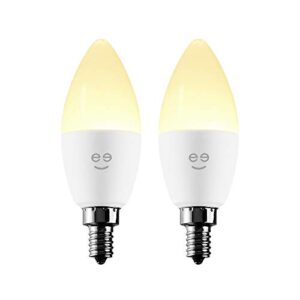 geeni lux candle candelabra bulb b11 e12 base 5ghz wifi smart light bulbs, dimmable tunable e12 light bulb 40w equivalent, candle bulb chandelier light, works with alexa and hey google, 2 pack