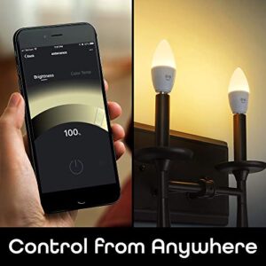 Geeni LUX Candle Candelabra Bulb B11 E12 Base 5ghz WiFi Smart Light Bulbs, Dimmable Tunable E12 Light Bulb 40W Equivalent, Candle Bulb Chandelier Light, Works with Alexa and Hey Google, 2 Pack