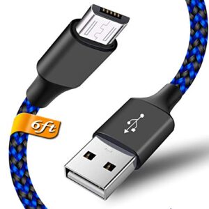 micro usb charging cable 6ft compatible with fire hd hdx tablet 7 8 10,fast ps4 charger cord for xbox one s/x/elite,playstation 4,ps4 pro/slim,samsung s7/s4/j7/j3.android cord for kindle,lg,htc,moto