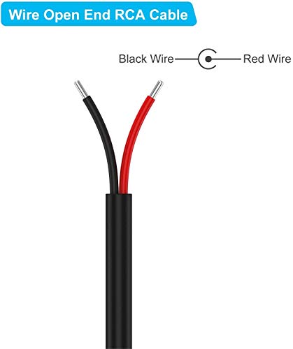 RCA to Bare Wire Cable, (2 Pack 22AWG 6.6 ft) Replacement RCA Male Plug Jack Connector Adapter to Bare Wire Open End Audio Video RCA Cable for Repair