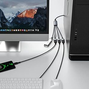 Elebase USB Splitter Y Cable 1FT,1 Male to 4 Female USB-A Expander Hub,Multi USB Port Extender,Extra Multiport Data Charger Split Adapter for Mac Macbook,Car,Xbox One Series X/S,Flash Drive,HDD,Laptop