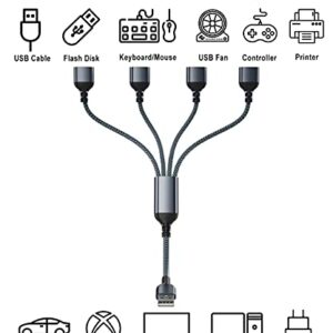 Elebase USB Splitter Y Cable 1FT,1 Male to 4 Female USB-A Expander Hub,Multi USB Port Extender,Extra Multiport Data Charger Split Adapter for Mac Macbook,Car,Xbox One Series X/S,Flash Drive,HDD,Laptop