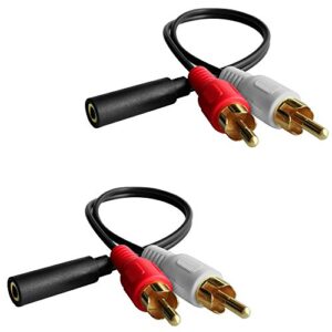 y connector audio cable 3.5mm audio female to 2 rca male stereo cable (2 pack)