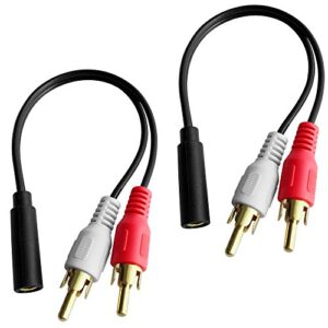 Y Connector Audio Cable 3.5mm Audio Female to 2 RCA Male Stereo Cable (2 Pack)