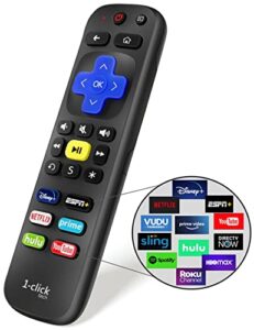 1-clicktech remote for roku tv and roku box [2-in-1 w/tv power+volume] compatible for roku express/+, roku ultra, premiere, 4/3/2/1 [not for roku stick]