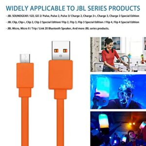 JAINTA USB Fast Power Charging Charger Cable Cord Compatible with for JBL Wireless Bluetooth Speaker Earphone Headphone - 3.3FT & Orange