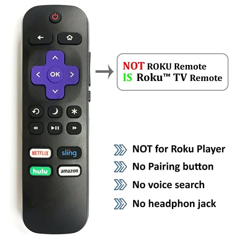 RCA ROKU TV Remote w/Volume Control & TV Power Button for All RCA Roku Built-in TV. NO Pairing!