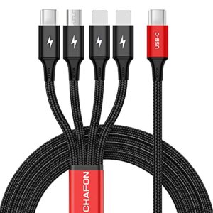 chafon usb c to multi charging cable,4 in 1 charger cord nylon braided adapter with type c/micro usb compatible with cell phones/tablets/galaxy/google pixel/sony/lg/amazon fire/camera(4ft/2 pack)