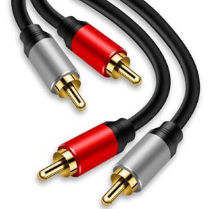 tan qy 2rca to 2rca cable 3ft, gold-plated 2 rca male to 2 rca male stereo audio cable for home theater, hdtv, gaming consoles, hi-fi systems (3ft/1m)