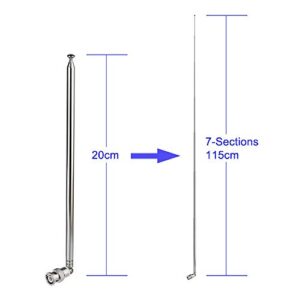 Bingfu Police Radio Scanner Antenna 20-1300MHz 7 Sections Telescopic BNC Male Antenna Ham Radio Handheld CB Radio Antenna for Uniden Whistler Police Radio Scanner Two Way Radio Frequency Counter