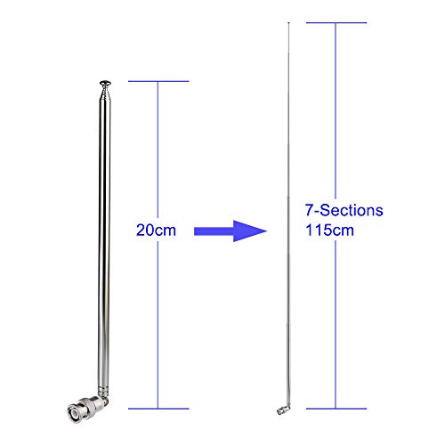 Bingfu Police Radio Scanner Antenna 20-1300MHz 7 Sections Telescopic BNC Male Antenna Ham Radio Handheld CB Radio Antenna for Uniden Whistler Police Radio Scanner Two Way Radio Frequency Counter