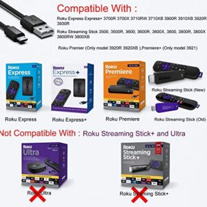 USB Power Cord Cable Fit for Roku Streaming Stick Express Premier 3500 3600 3800 3700 3710XB 3900R 3910XB 3920R 3930R 3920R 3920XB,Fire TV Stick,Intel Computer, Chromecast