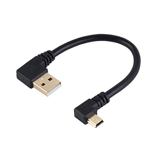 Herfair USB to Mini USB Cable, 6 Inch USB Male to Mini USB Male Short Cable, Gold Plated 90 Degree Right Angle Mini USB Extender Lead (Mini USB 5 Pin, 3 PCS)