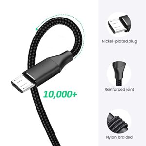 Micro USB Cable, 10ft 2pack Long Android Charger Cable,Fast Phone Charger Cord Nylon USB Charging Android Cable for Samsung Galaxy S7 Edge S6 S5 S2 J7 J5 J3 J3V J2,Note 5 4,LG G4,HTC,PS4,Camera,MP3