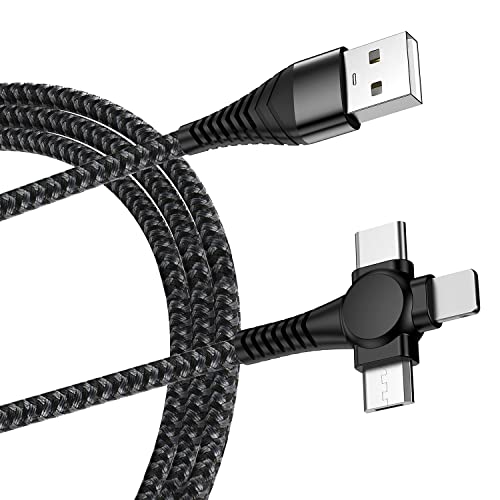 incofan 3 in 1 Multi Fast Charging Cable (2Pack 4FT) Nylon Braided Multiple Connectors Universal USB Data Charger Cord for iPhone, iPad, Samsung, Kindle More