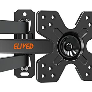 ELIVED TV Wall Mount for Most 13-30 inch TVs and Monitors, Swivel and Tilt Full Motion TV Mount Brackets, Rotation Articulating Extension Arm, Single Stud for Corner, Max VESA 100x100mm, 33 lbs.