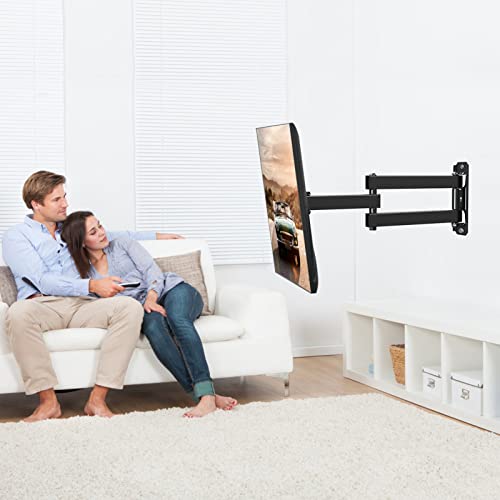 ELIVED TV Wall Mount for Most 13-30 inch TVs and Monitors, Swivel and Tilt Full Motion TV Mount Brackets, Rotation Articulating Extension Arm, Single Stud for Corner, Max VESA 100x100mm, 33 lbs.