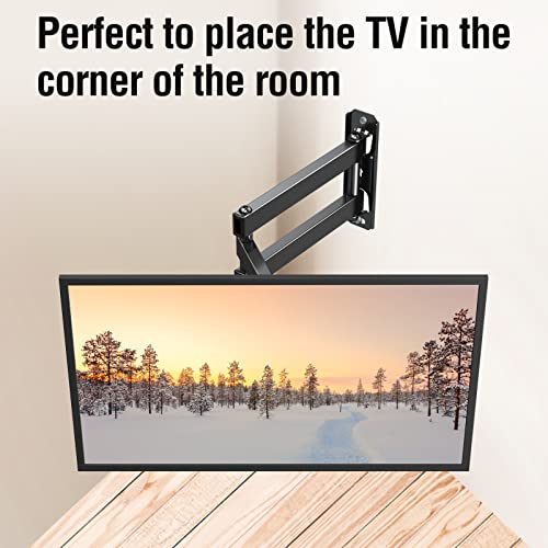 ELIVED TV Wall Mount for Most 13-30 inch TVs and Monitors, Swivel and Tilt Full Motion TV Mount Brackets, Rotation Articulating Extension Arm, Single Stud for Corner, Max VESA 100x100mm, 33 lbs.